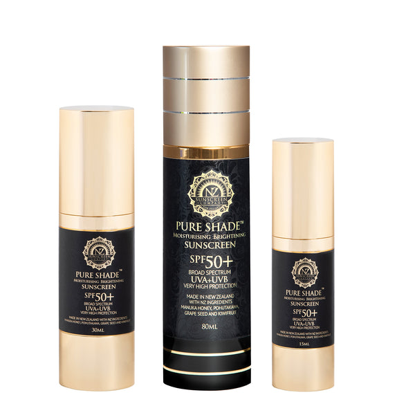 Pure Shade SPF50+ full pack - 15ml,30ml & 80ml Sunscreen - NZ Sunscreen ...
